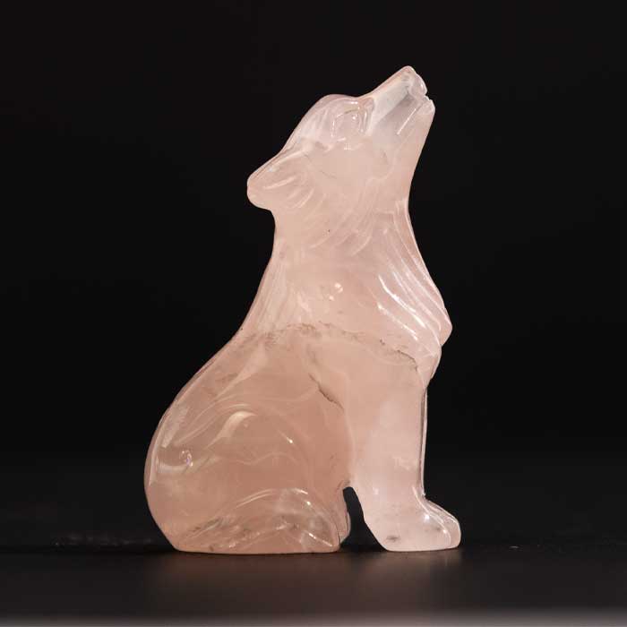 Rā Rose Quartz Wolf Figurine – Ra The Studio